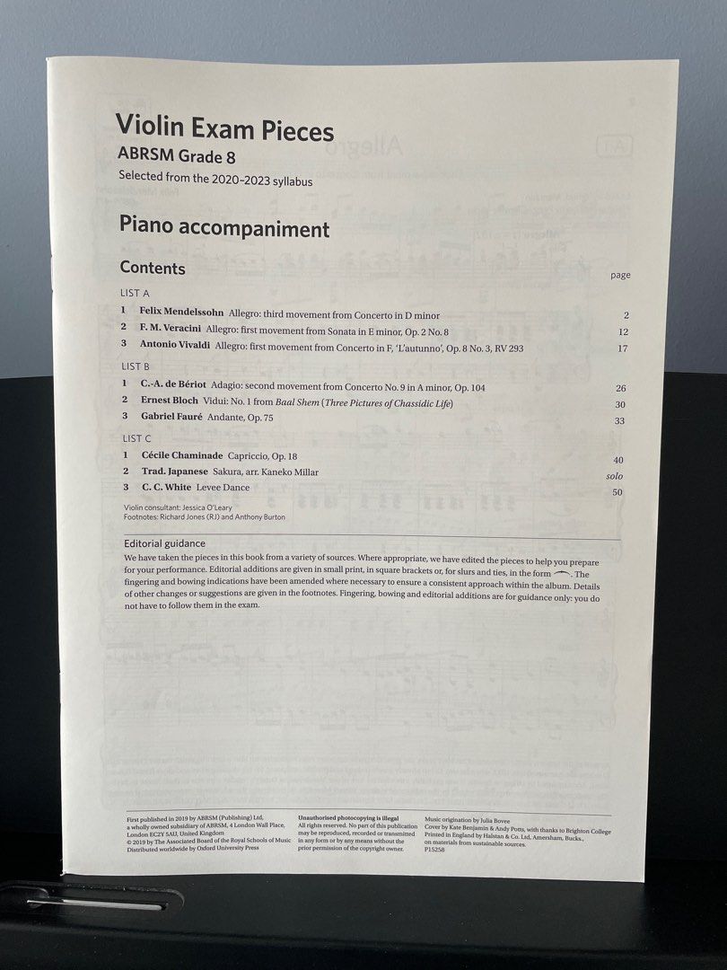 ABRSM Grade 8 Violin Exam Pieces 2020 to 2023, Hobbies & Toys, Music ...