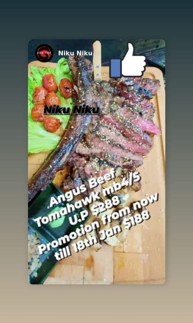 Angus Beef tomahawk mb4, Food & Drinks, Chilled & Frozen Food on Carousell