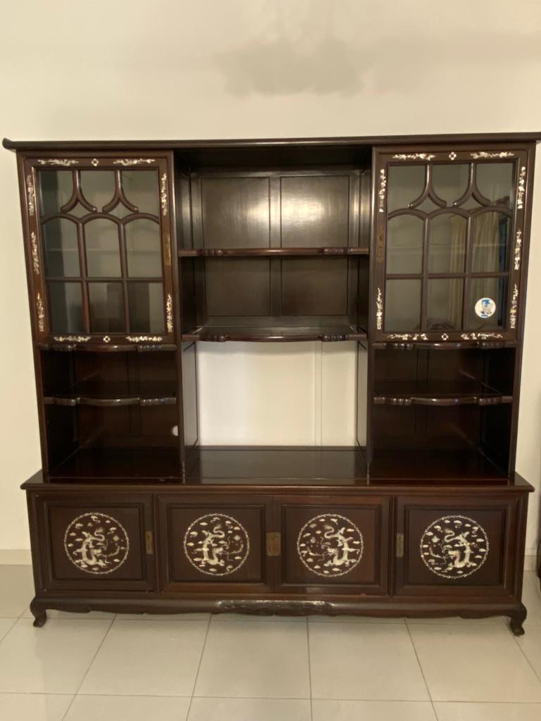 Antique rosewood display cabinet, Furniture & Home Living, Furniture ...