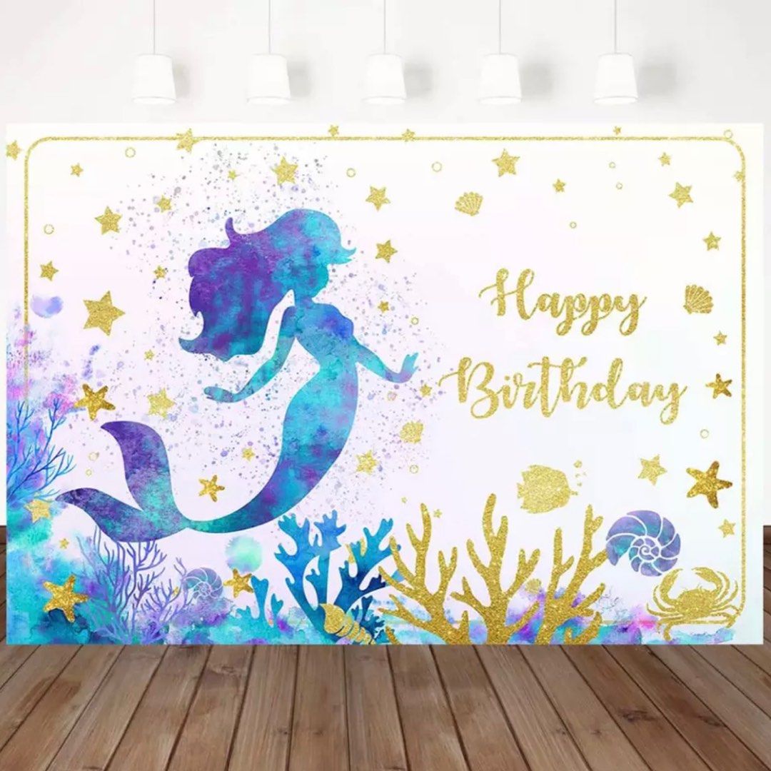 Ariel Little Mermaid party supplies - birthday banner backdrop / party ...