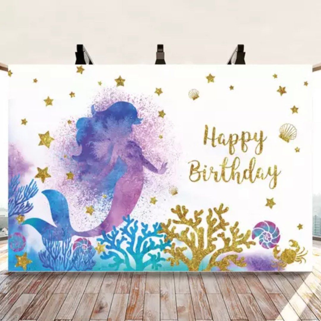 Ariel Little Mermaid party supplies - birthday banner backdrop / party ...
