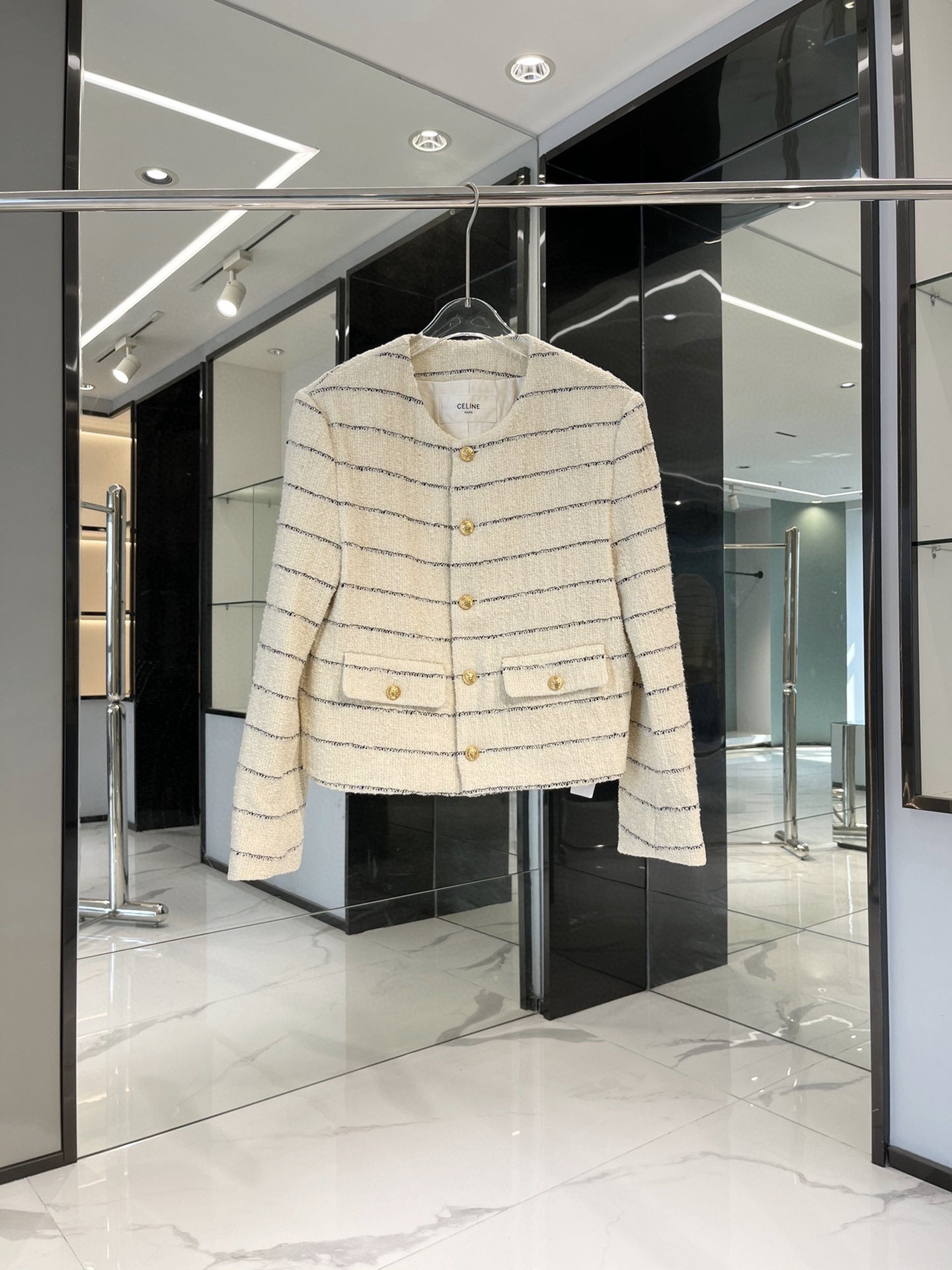 Authentic celine Tweed Stripe Safari Jacket, Women's Fashion, Coats ...