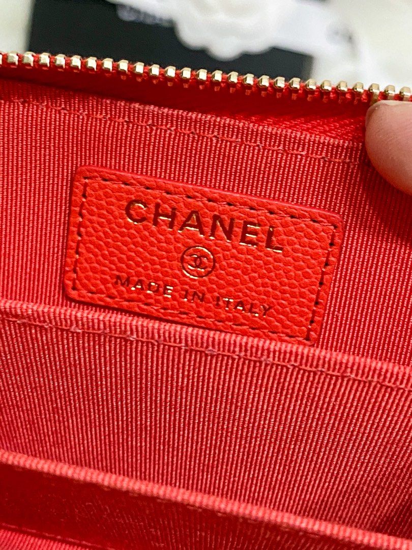 AUTHENTIC Chanel SLG Caviar Leather Red Card Case Series 30, Luxury ...