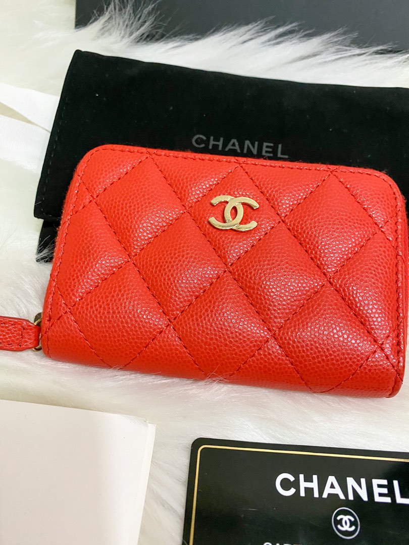 AUTHENTIC Chanel SLG Caviar Leather Red Card Case Series 30, Luxury ...