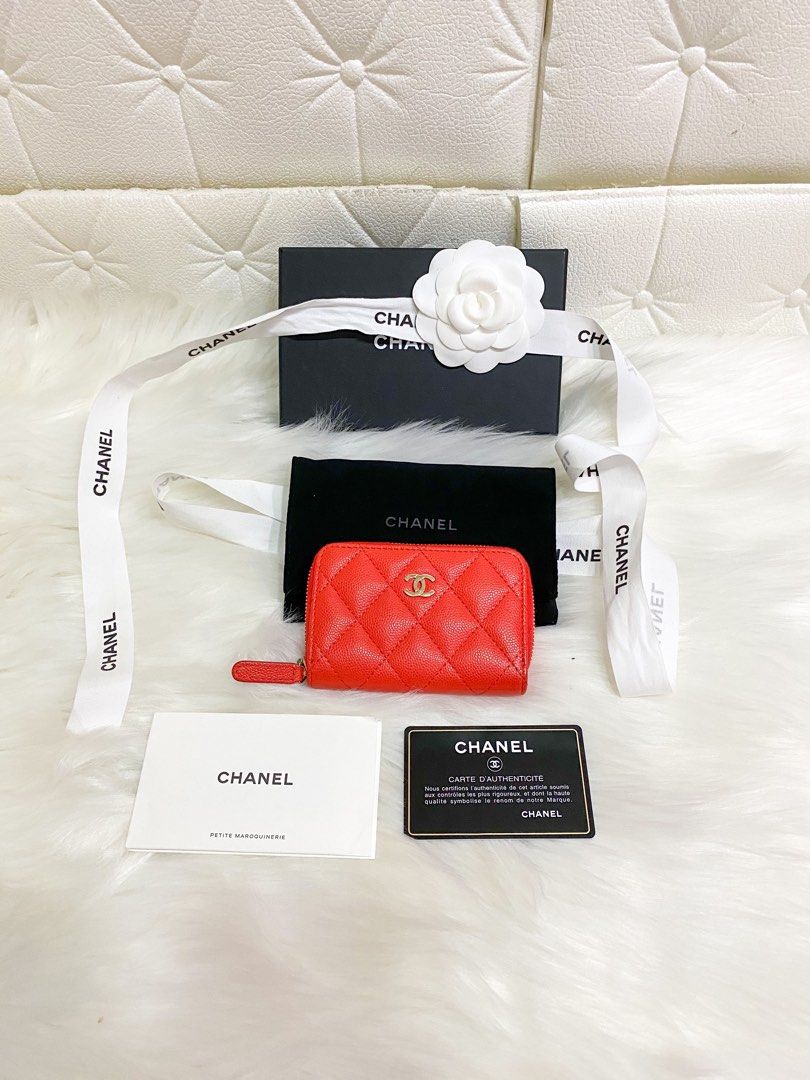 AUTHENTIC Chanel SLG Caviar Leather Red Card Case Series 30, Luxury ...