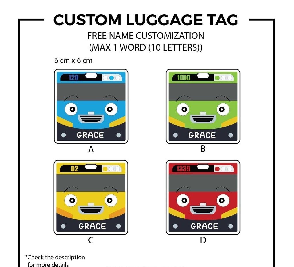 Bag Luggage Tag Super Wings Tayo Toys Story Sesame Street Stitch Hello ...