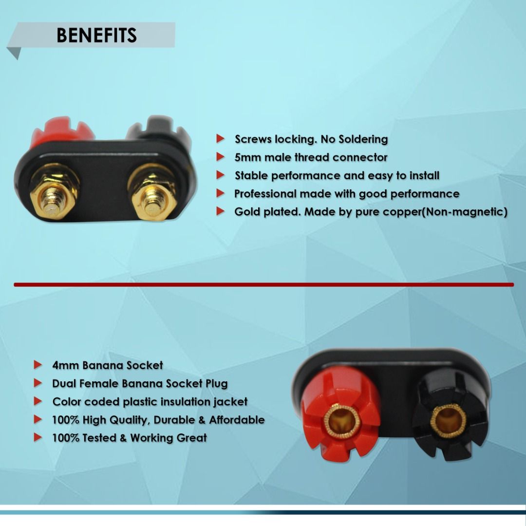 BANANA PLUG COUPLE TERMINAL (2-PCS/1-PAIR), BEST FOR SPEAKER AMPLIFIER ...