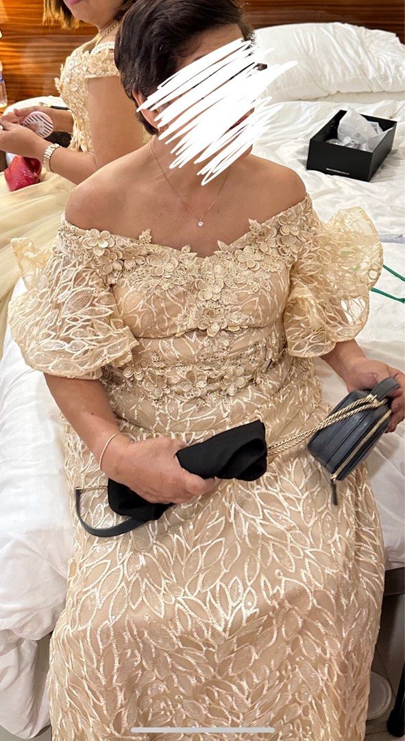 Beige Ninang Gown, Women's Fashion, Dresses & Sets, Evening dresses ...