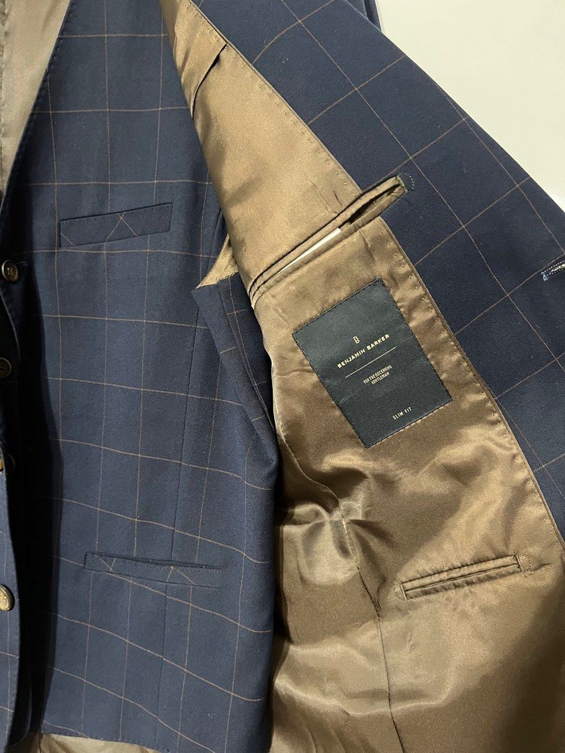Benjamin Barker Slim Fit Suit Jacket and Waistcoat, Men's Fashion ...