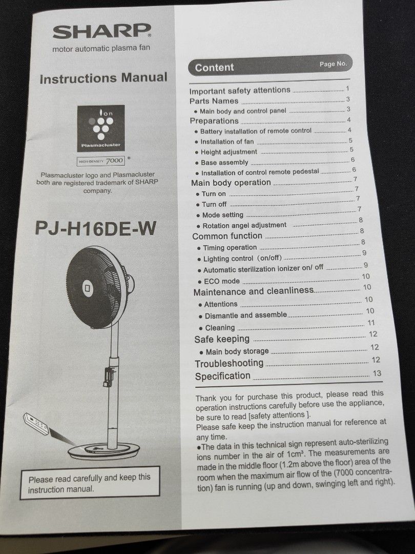 Brand New Sharp 16" Plasma Fan (Quiet DC motor), TV & Home Appliances ...