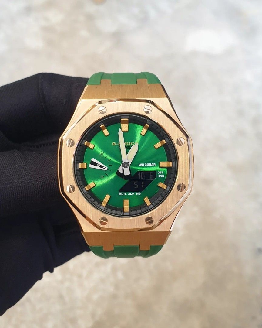 Casioak GA-2100 A.k.a Hulk With Rose Gold Index In Rose Gold Bezel Dark ...