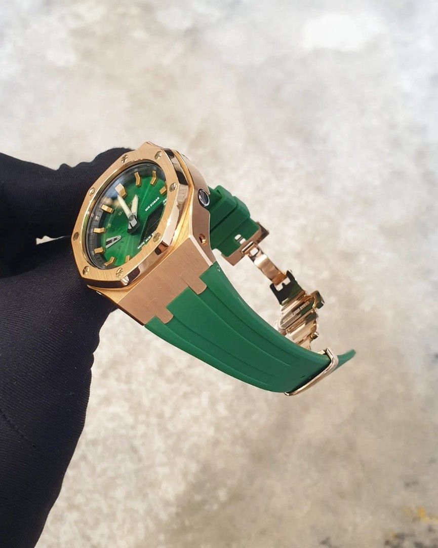 Casioak GA-2100 A.k.a Hulk With Rose Gold Index In Rose Gold Bezel Dark ...