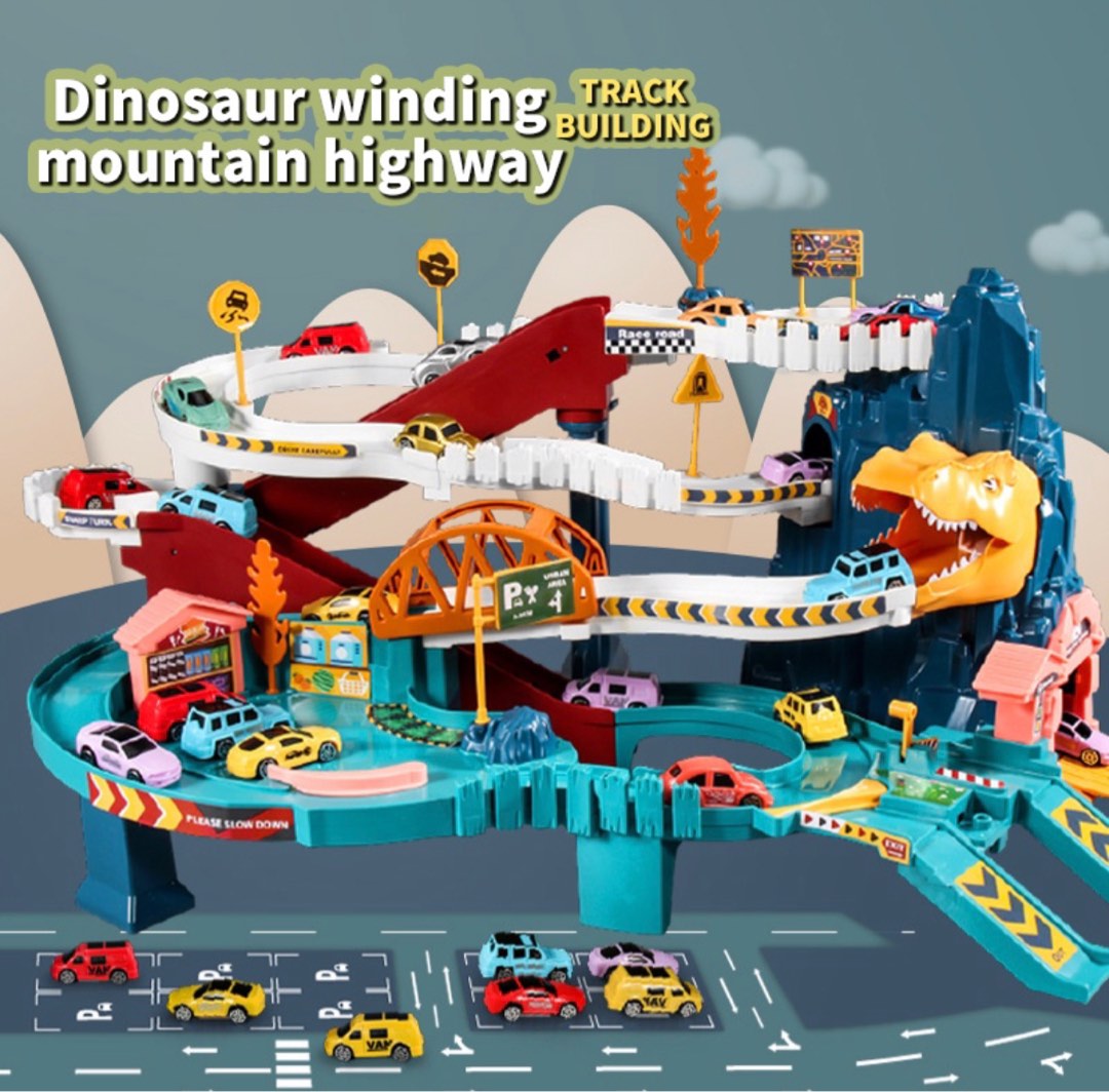 Children's car breakthrough adventure electric roller coaster dinosaur ...