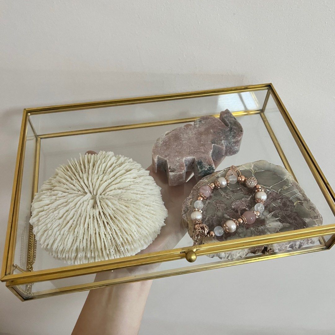 Crystal Gold Frame Glass Display Box, Furniture & Home Living, Home ...