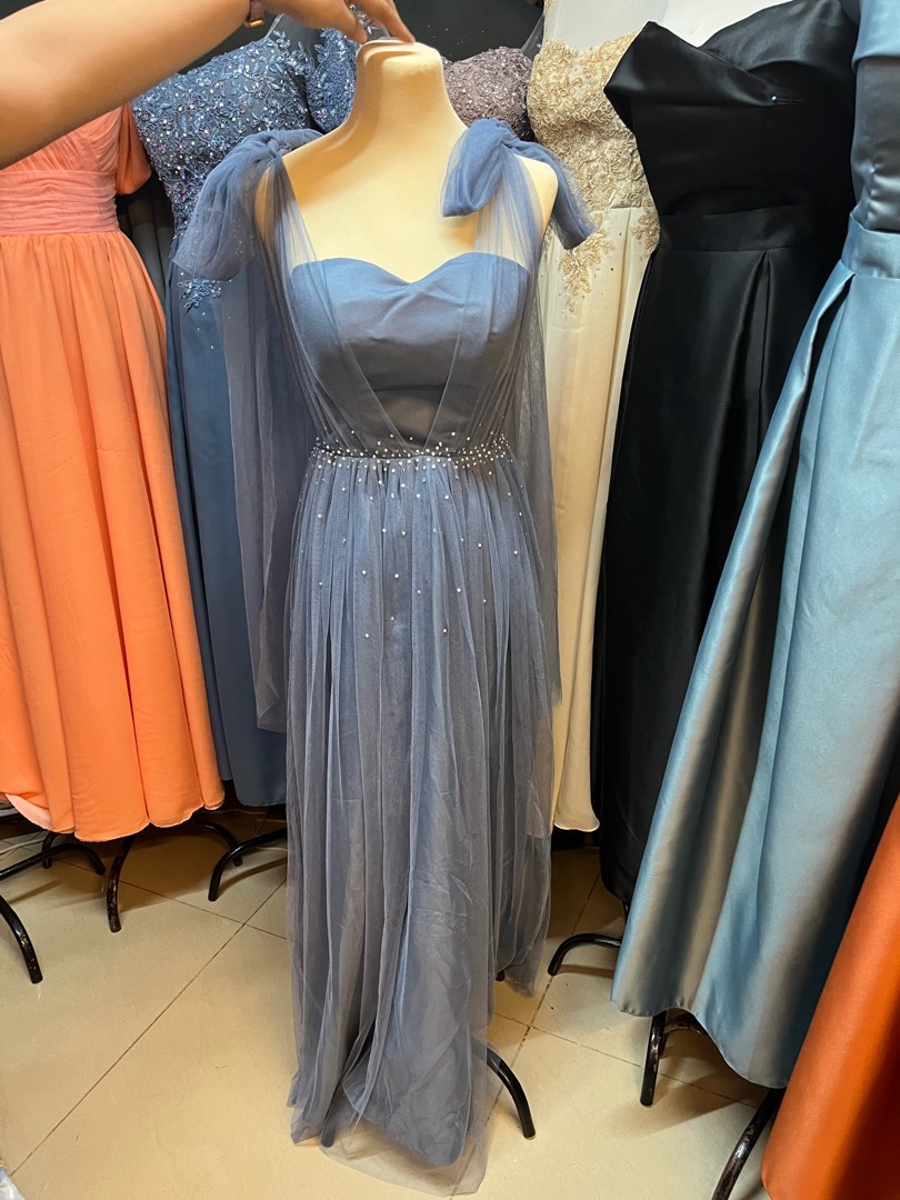 Dusty blue gown, Women's Fashion, Dresses & Sets, Evening dresses ...