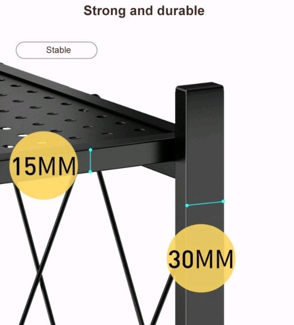 Foldable Storage Rack Kitchen Rack Shelves Organiser Shelf Selves Multi Purpose Heavy Duty ...