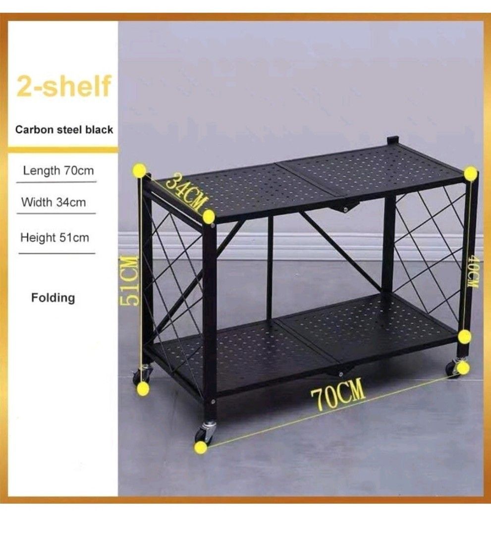 Foldable Storage Rack Kitchen Rack Shelves Organiser Shelf Selves Multi Purpose Heavy Duty ...