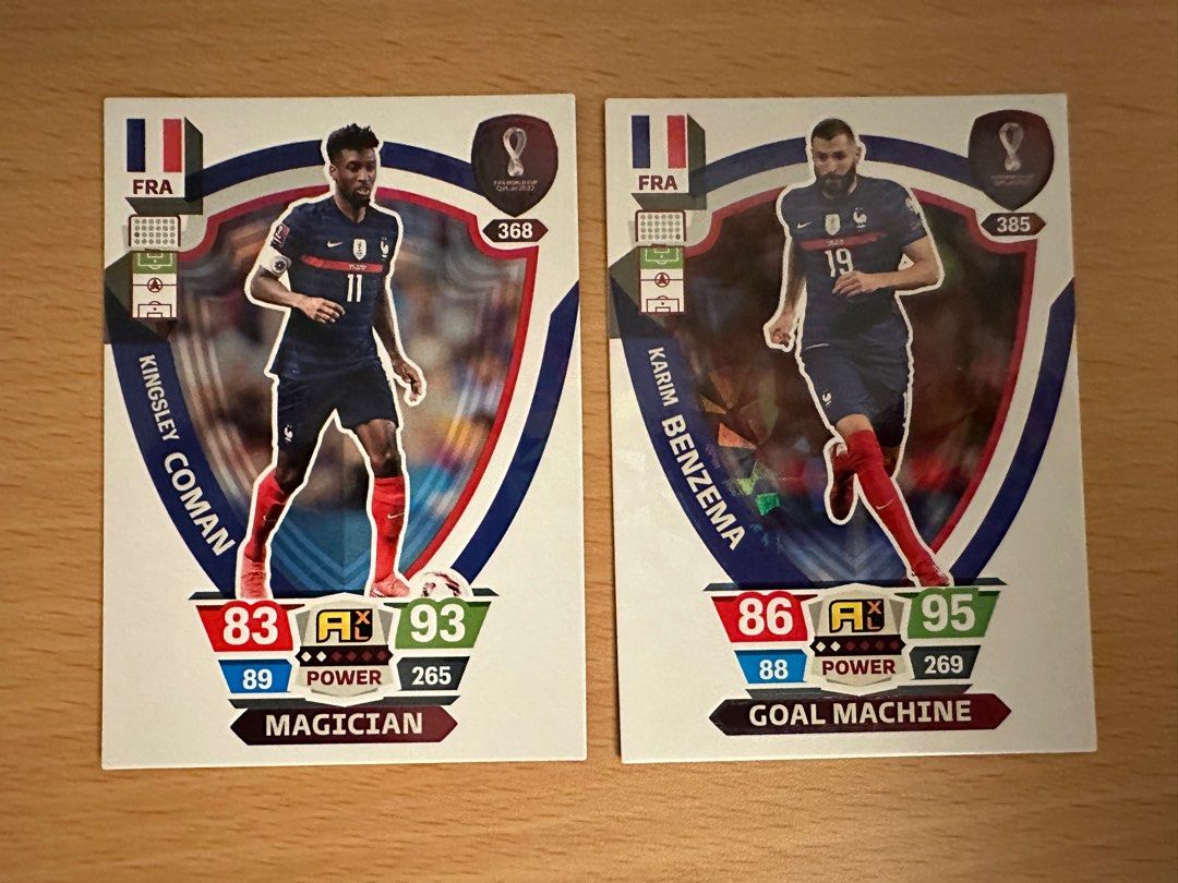 France World Cup cards - Mbappe, Benzema, Coman, Griezmann, Rabiot ...