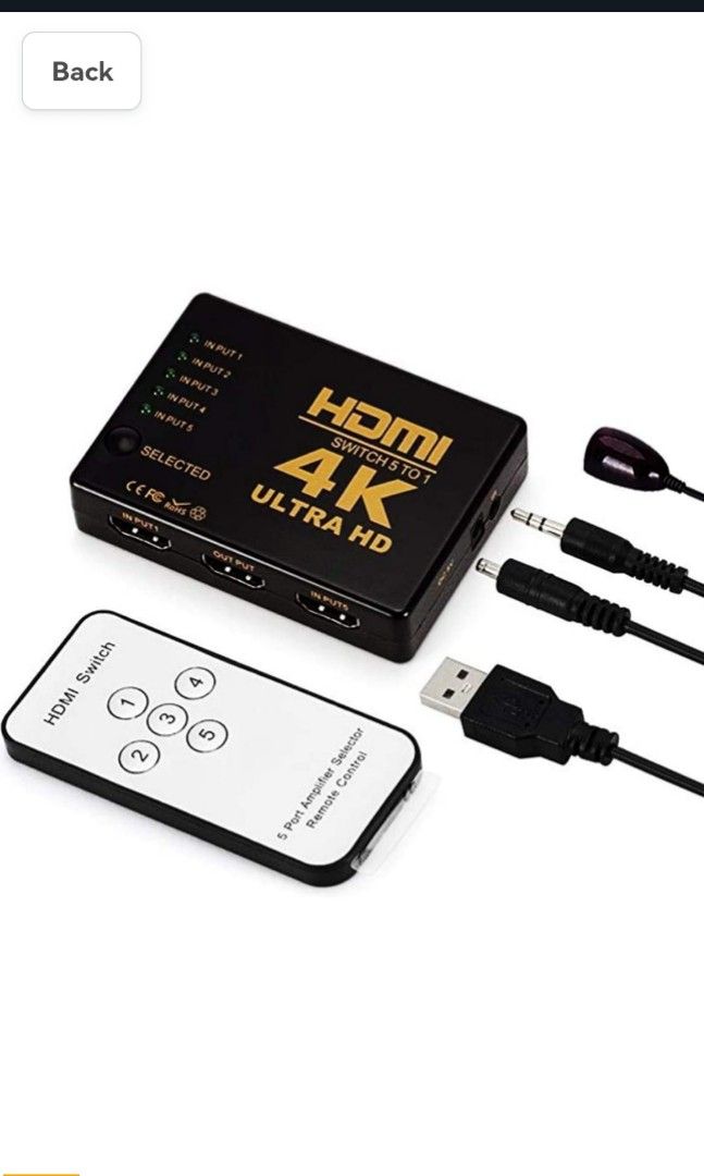 HDMI Switch 3 Port Support HDCP 1080p 5 in 1 Out HDMI Switcher 4K ...