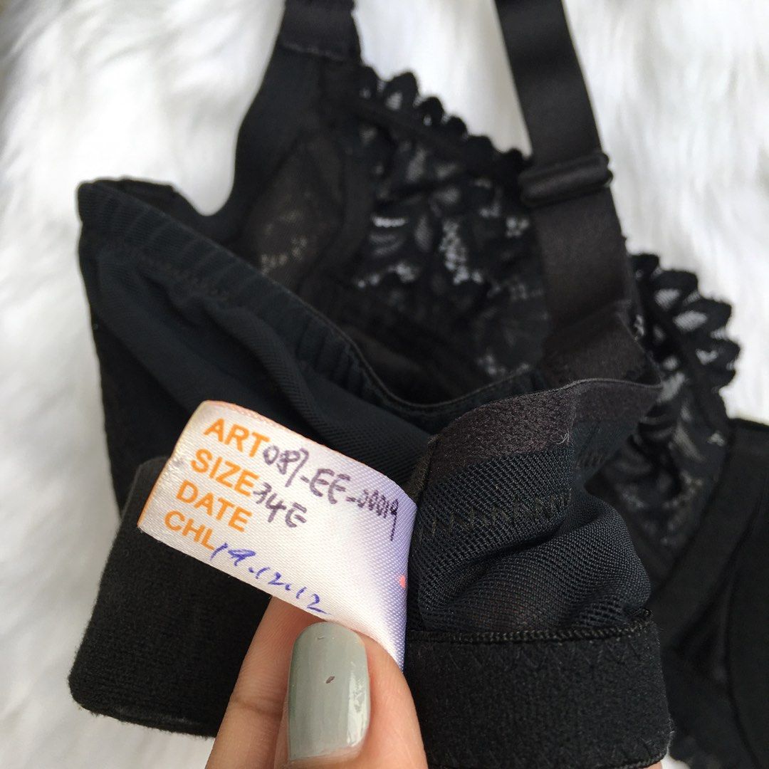 Hop Lun Black Lingerie Underwired Bra - 34E, Women's Fashion ...