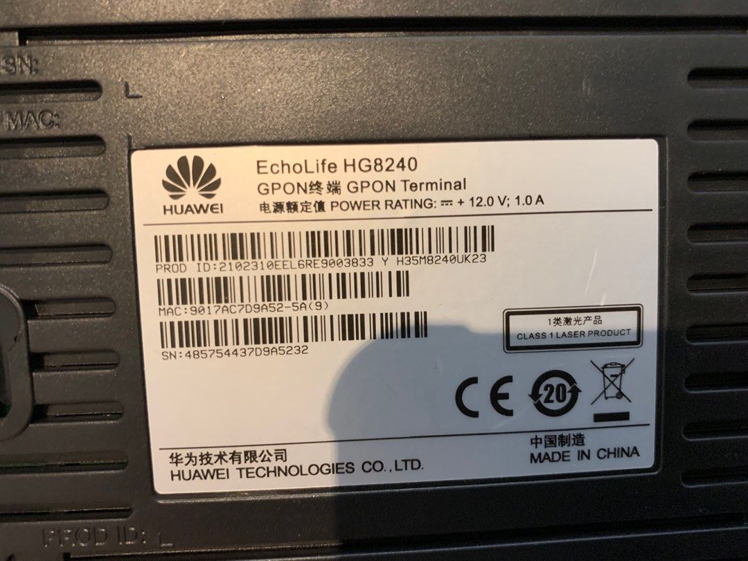 Huawei Echolife GPON Terminal HG8240, Computers & Tech, Parts ...