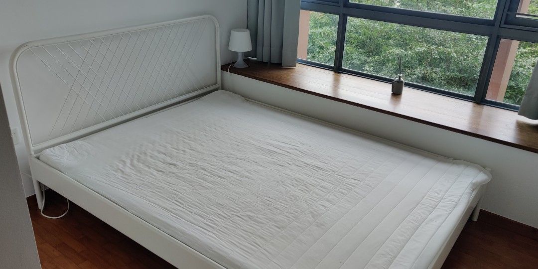 IKEA NESTTUN Queen Size Bed & MOSHULT Mattress, Furniture & Home Living, Furniture, Bed Frames ...