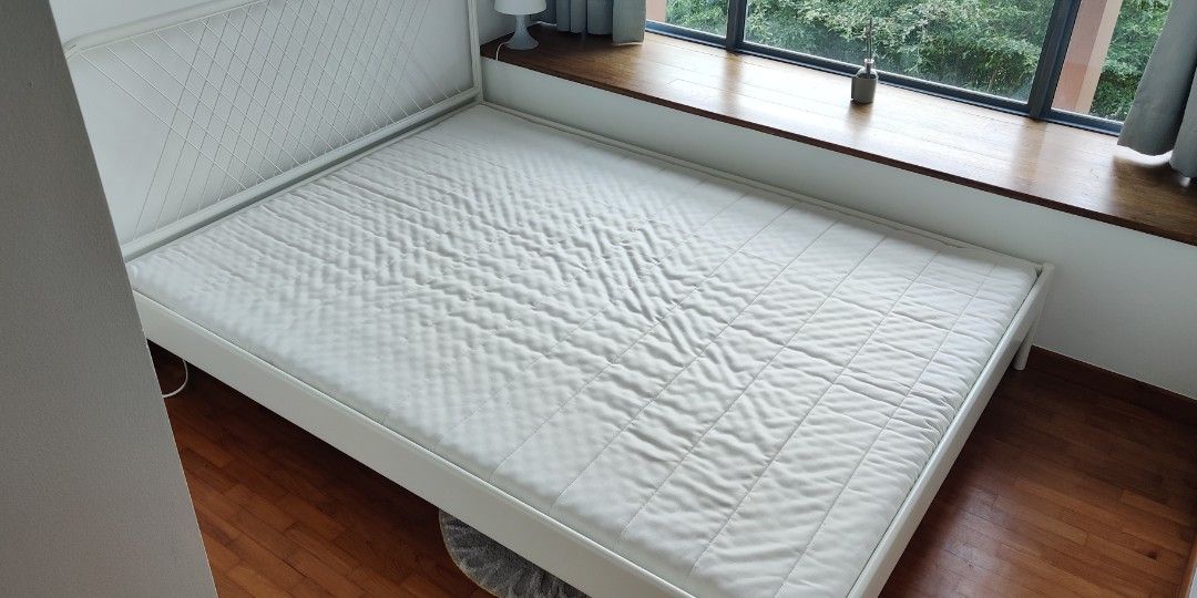 IKEA NESTTUN Queen Size Bed & MOSHULT Mattress, Furniture & Home Living, Furniture, Bed Frames ...
