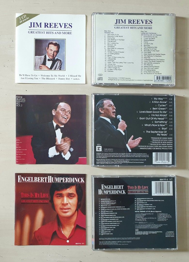Jim Reeves, Frank Sinatra, Engelbert Humperdinck, Kenny Rogers, Joe ...