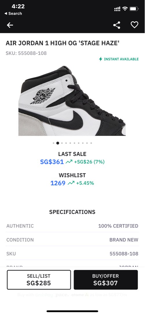 Jordan 1 stage haze, Men's Fashion, Footwear, Sneakers on Carousell