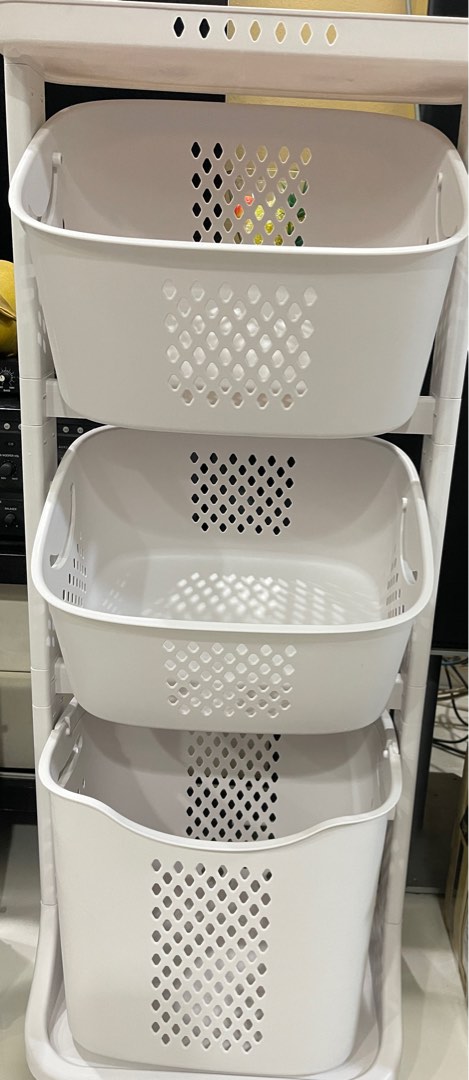 Laundry storage rack with detachable baskets, Furniture & Home Living ...