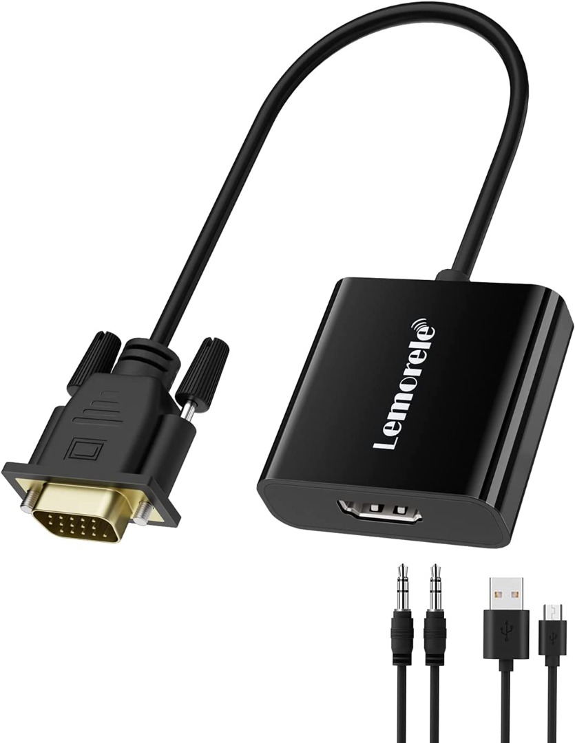 Lemorele VGA Adapter to HDMI with Audio, 1080p 60Hz HDMI Female to VGA ...