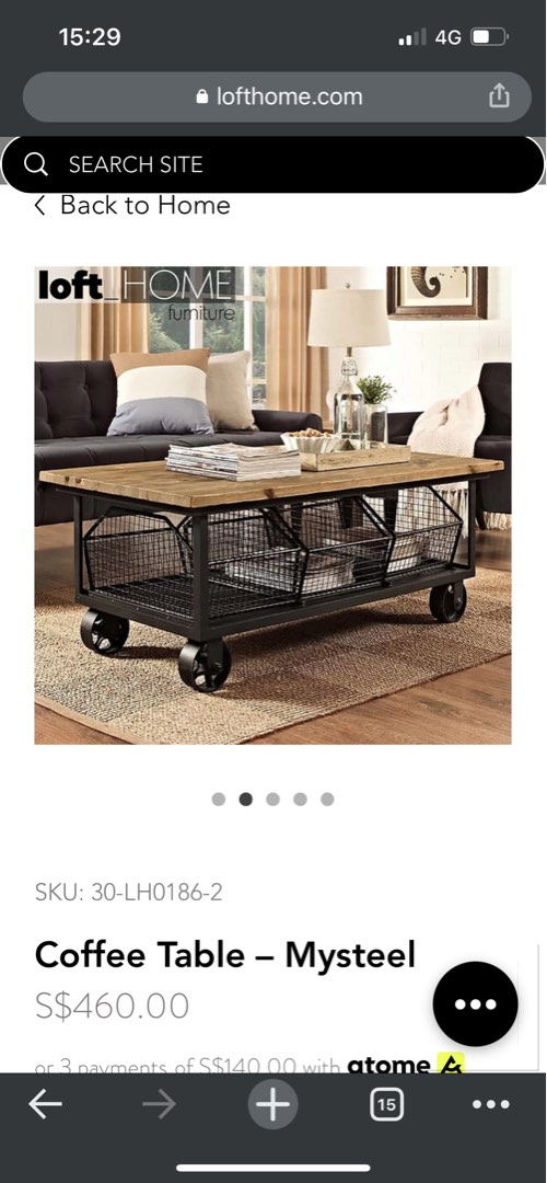 Loft coffee table, Furniture & Home Living, Furniture, Tables & Sets on Carousell