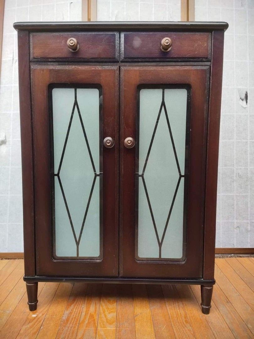 Maruni Cabinet 22L x 12W x 32H in Solid wood 2 glass doors 2 pullout ...