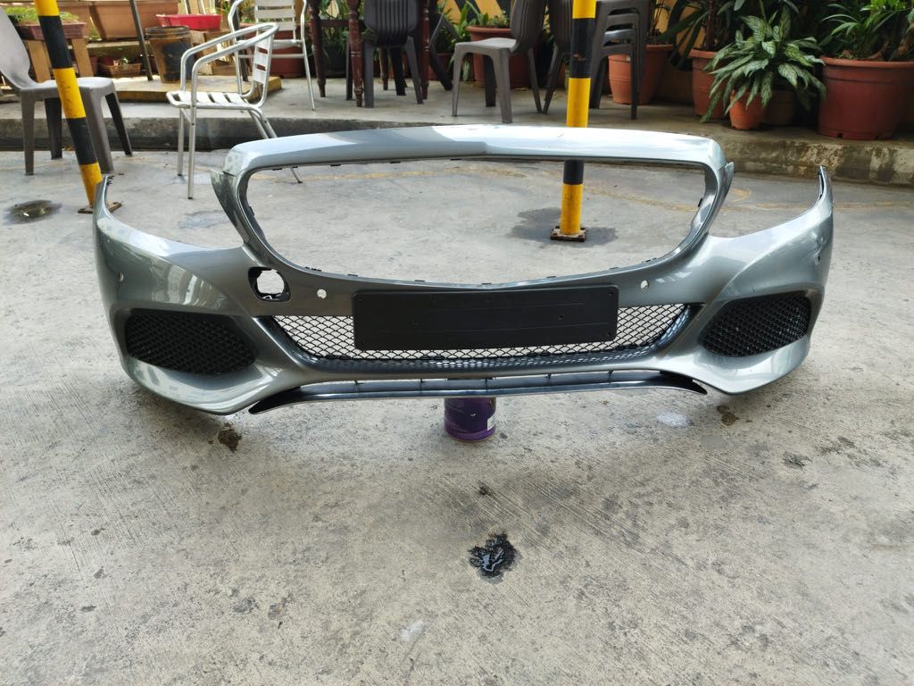 Mercedes W205 Original bumper + lower grille + fog lamp garnish, Car ...