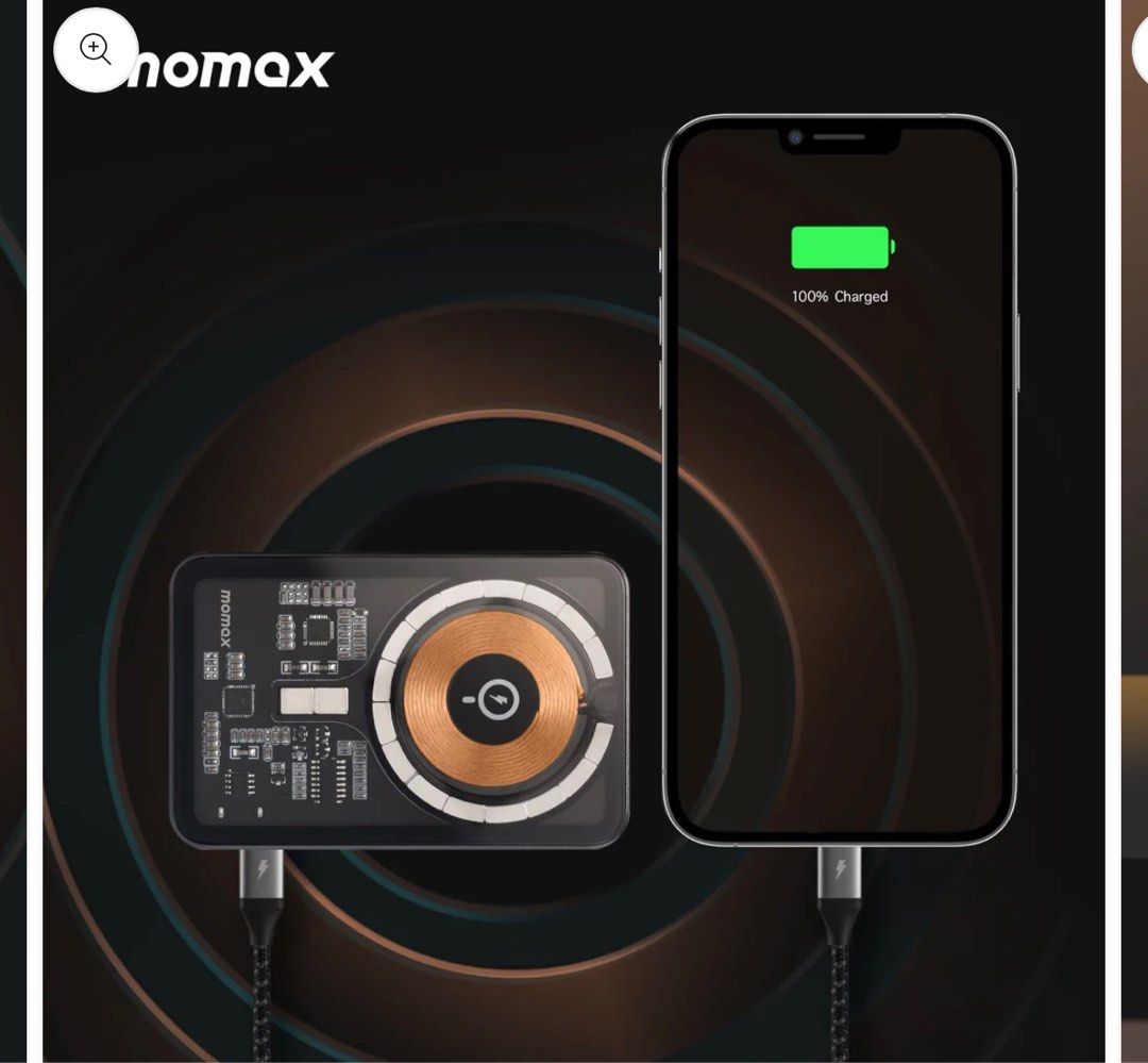 MOMAX magsafe power bank 磁吸無線流動電源連支架5000mAh, 手提電話, 電話＆平板電腦配件, 電池及充電器 ...