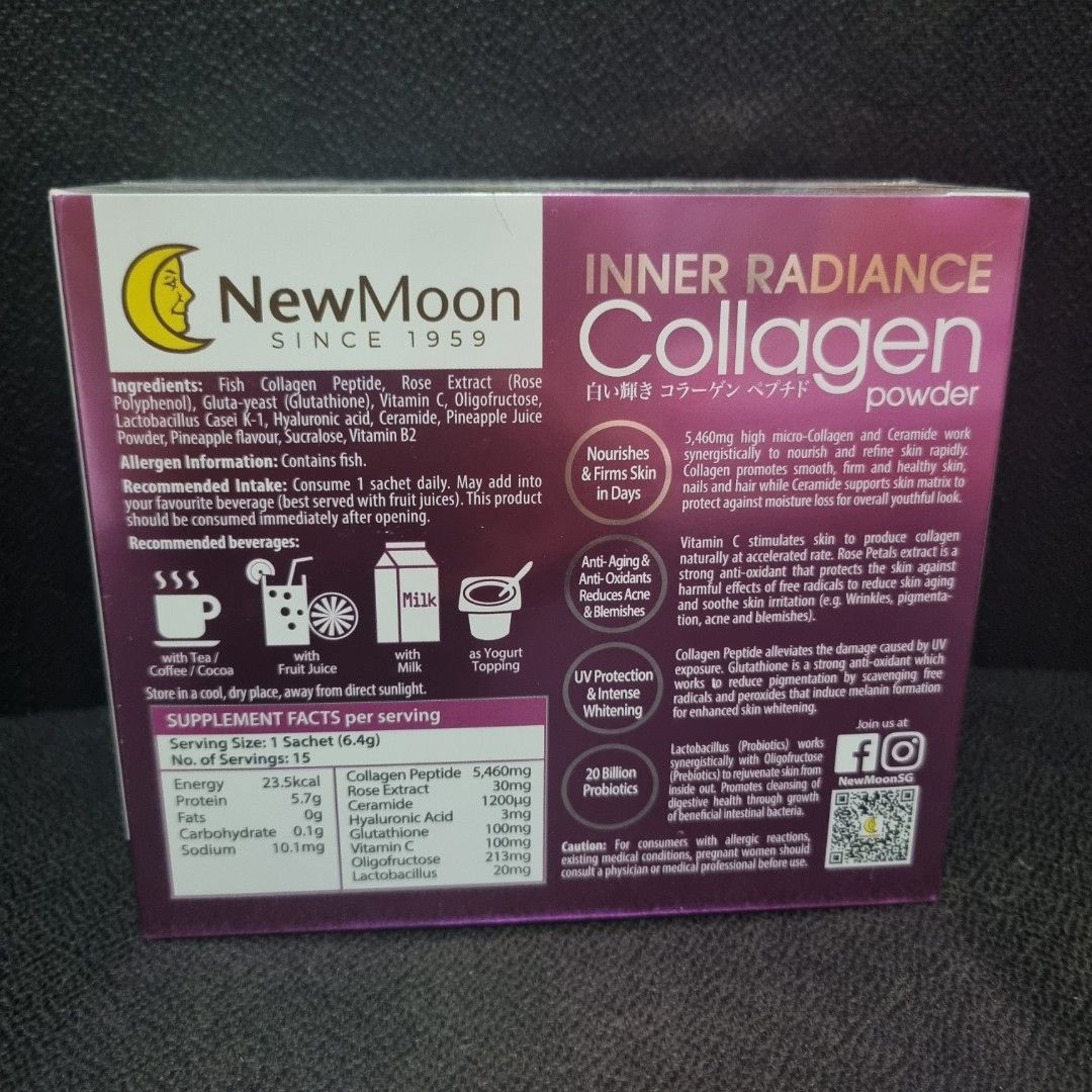 New Moon Inner Radiance Collagen Powder BN, Health & Nutrition, Health ...