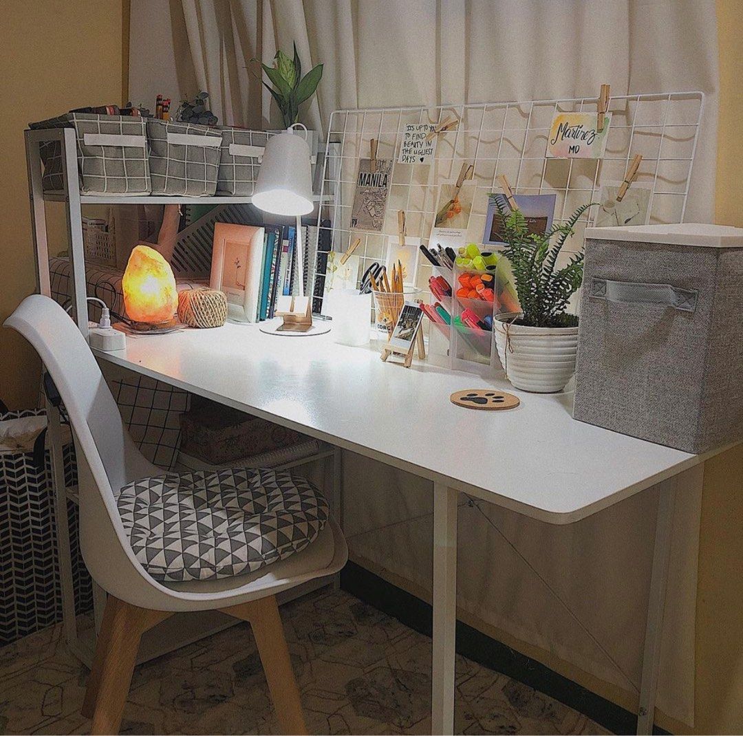Office/Study Table + Chair with Cushion Aesthetic, Furniture & Home ...