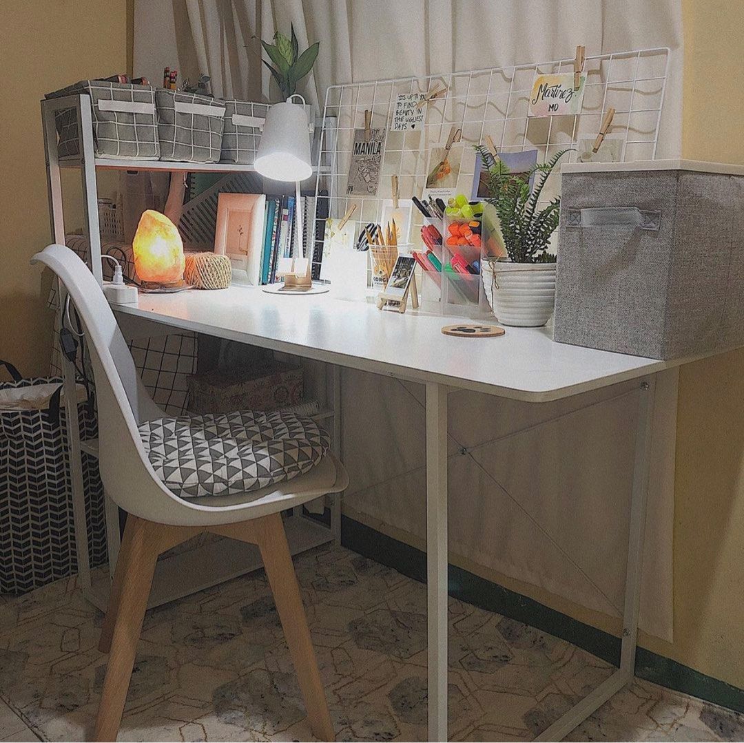 Office/Study Table + Chair with Cushion Aesthetic, Furniture & Home ...