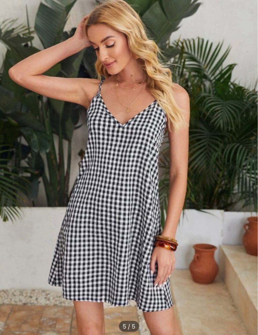 Brand New Original Shein Gingham Slip Dress Womens Fashion Dresses