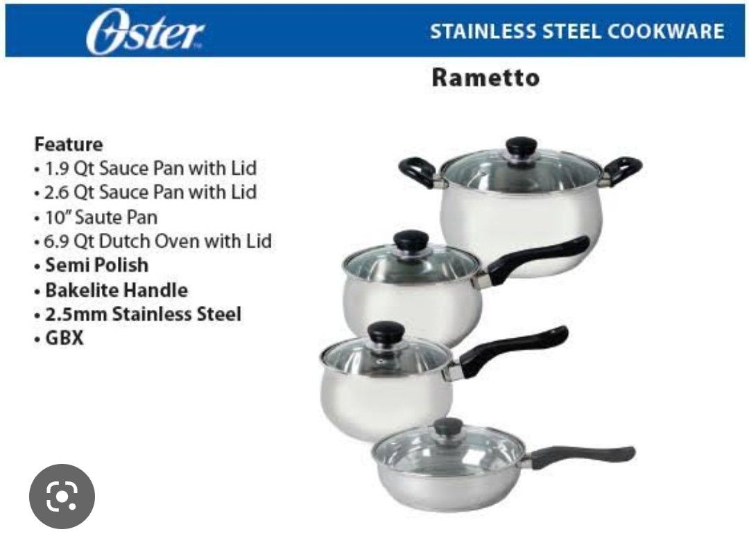 Oster Rametto 8pc Cookware set, Furniture & Home Living, Kitchenware ...