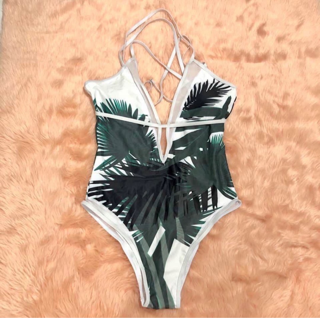 Palm Tree Swimsuit One Piece Swimwear, Women's Fashion, Swimwear ...