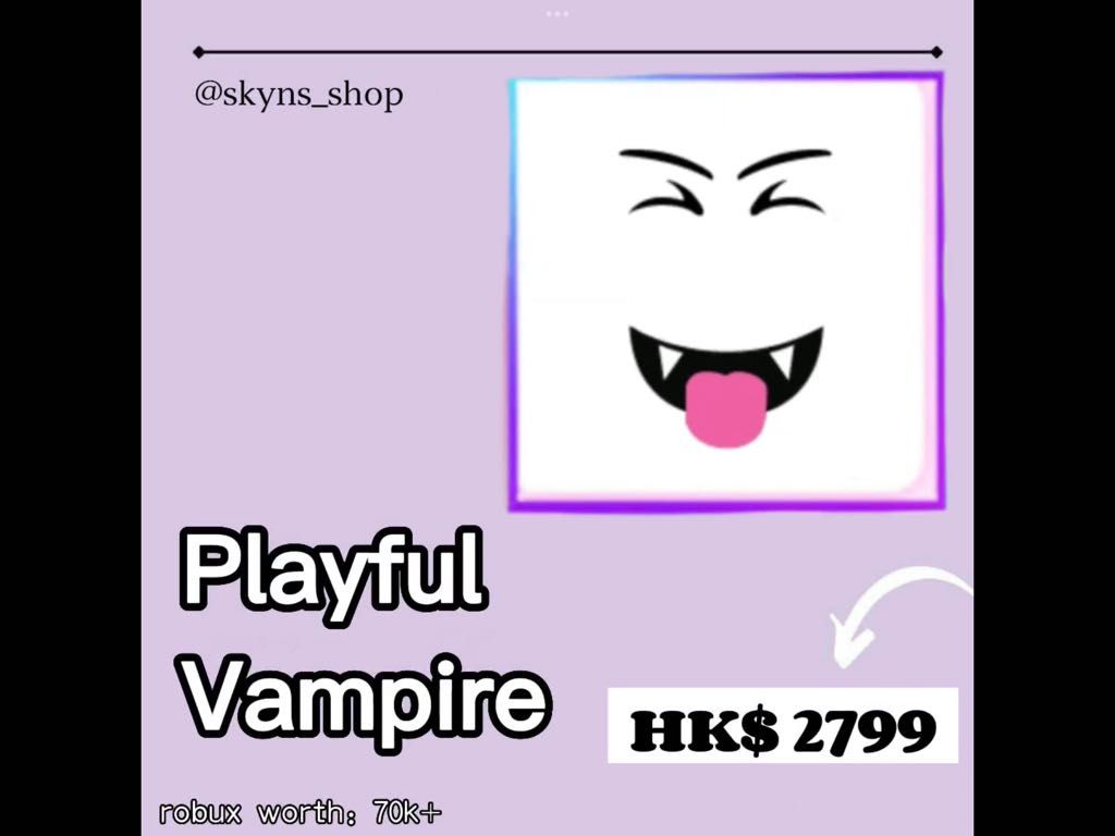 *15% off!* Playful Vampire Roblox Limited! (PV, worth 70k robux), 電子遊戲 ...