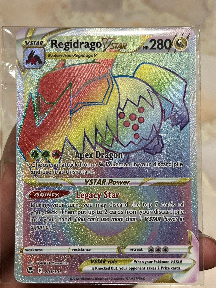 Pokémon Silver Tempest Regidrago VSTAR Rainbow Hyper Full Art Ultra Secret Gold Rare Lugia Card ...