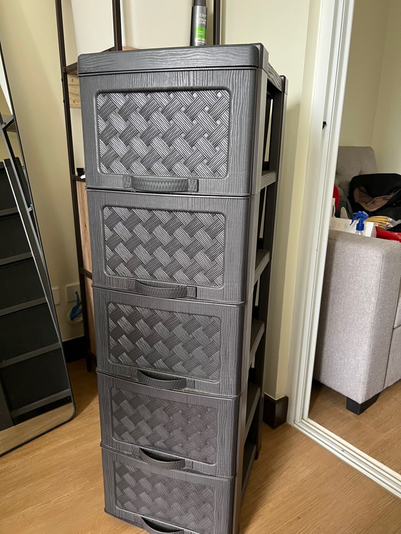 Rattan Style Plastic Drawer (5 Layers), Furniture & Home Living ...