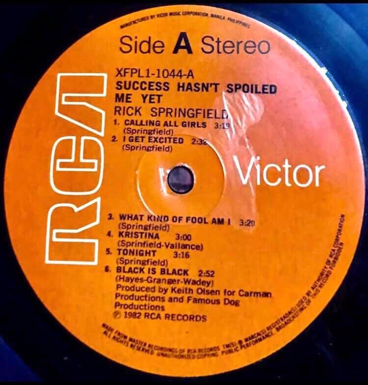 RICK SPRINGFIELD - SUCCESS HASN’T SPOILED ME YET LP DON’T TALK TO ...