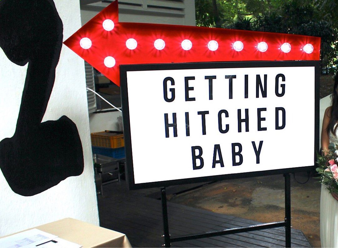 (SALE) Wedding Props Signage (Customised Signage with Arrow), Hobbies ...