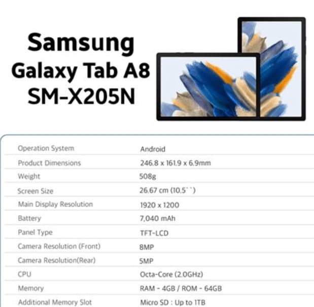 Samsung Tab A8 LTE set 64GB / Samsung Galaxy Tab A8 LTE 64GB Sim card, whatsapp, call available ...