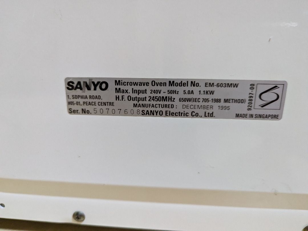 Sanyo microwave, TV & Home Appliances, Kitchen Appliances, Ovens ...