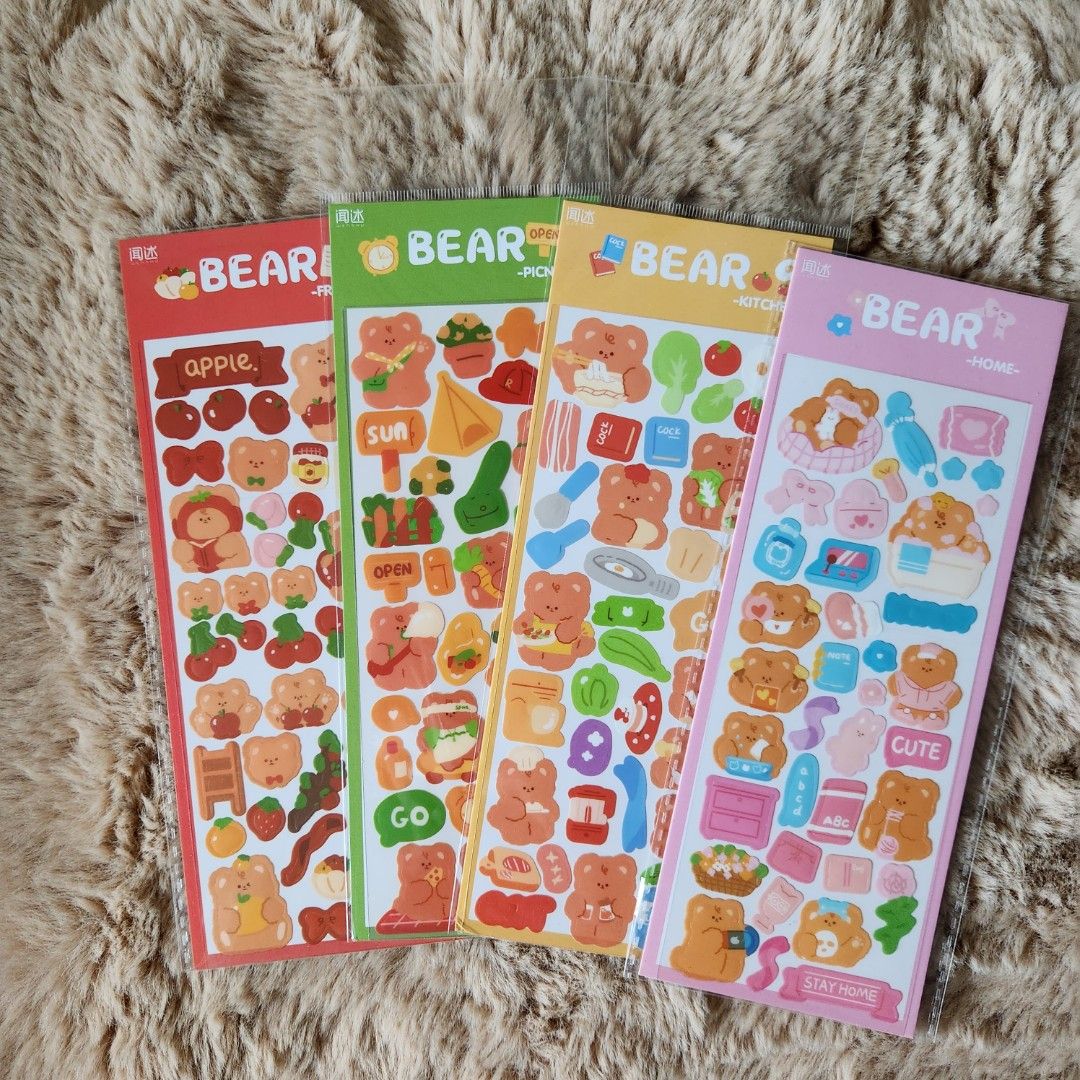 Set Bear Sticker sheets, Hobbies & Toys, Stationery & Craft, Other ...