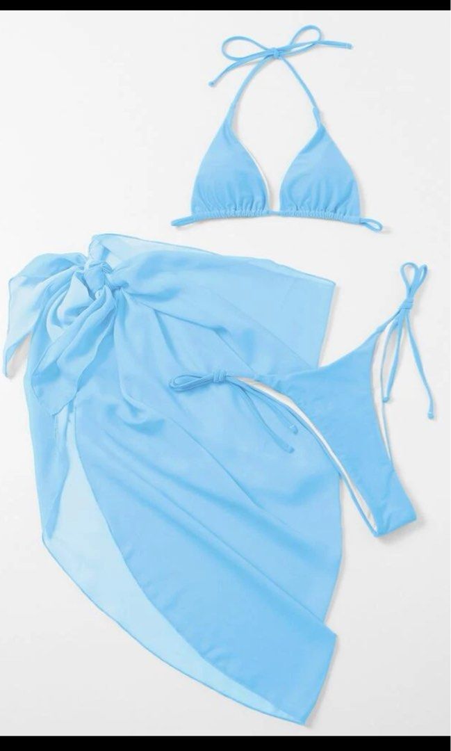 SHEIN 3pc. Powder blue Bikini, Women's Fashion, Swimwear, Bikinis ...